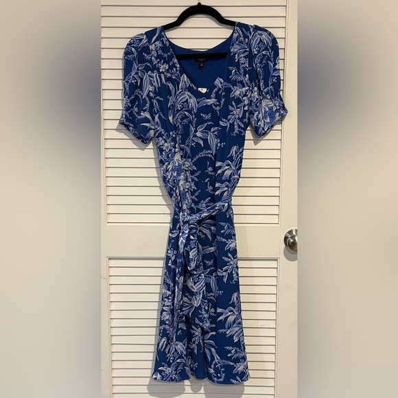 Talbots | Dresses | Talbots Blue And White Floral Long Sleeve Dress ...
